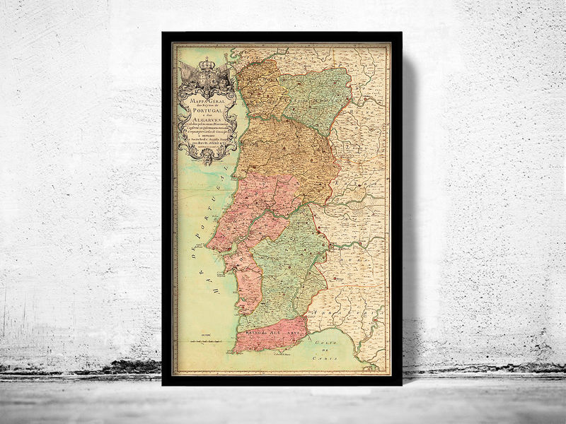 Old Map of Portugal 1730 Mapa de Portugal Vintage Map Wall Map Print ...