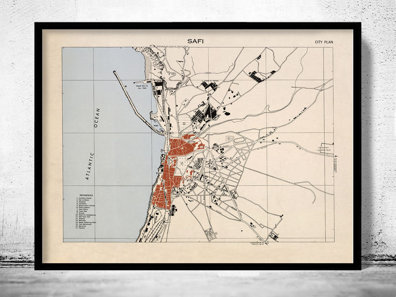 Old Map of Safi Morocco 1947 Vintage Map Wall Map Print - VINTAGE MAPS ...
