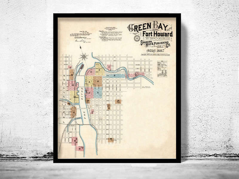 Old Map of Green Bay Wisconsin 1887 Vintage Map Wall Map Print ...