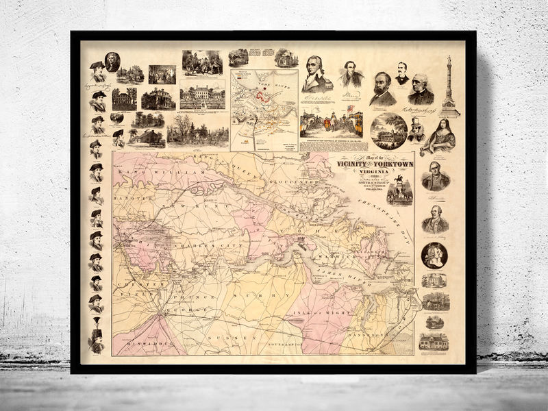 Old Map of Yorktown Virginia 1881 Vintage Map Wall Map Print - VINTAGE ...