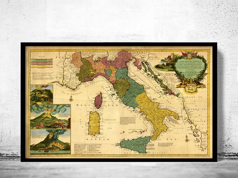 Old Map of Italy 1730 Vintage Map Wall Map Print - VINTAGE MAPS AND PRINTS