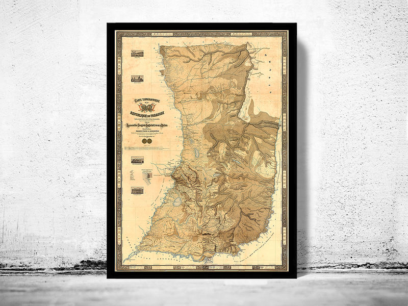 Old Map Paraguay 1873 Vintage Map Wall Map Print - VINTAGE MAPS AND PRINTS