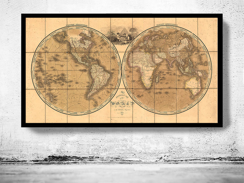 Old Map of the World 1819 Vintage World Vintage Map Wall Map Print ...