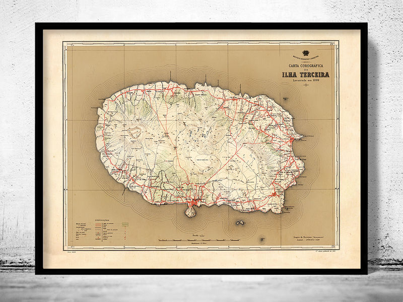 Old Map of Ilha Terceira Açores Azores 1899 Vintage Map Wall Map Print ...