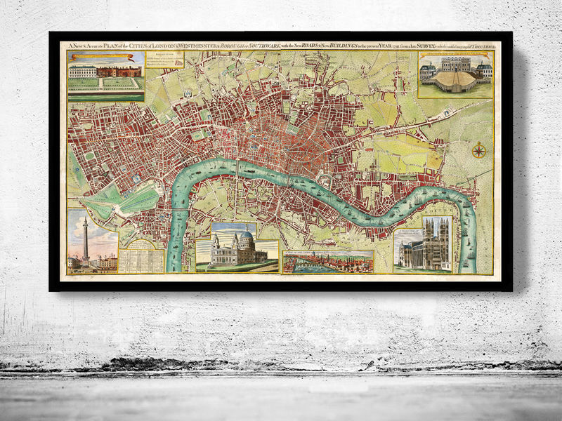 Old Map of London 1800 Vintage Map Wall Map Print - VINTAGE MAPS AND PRINTS