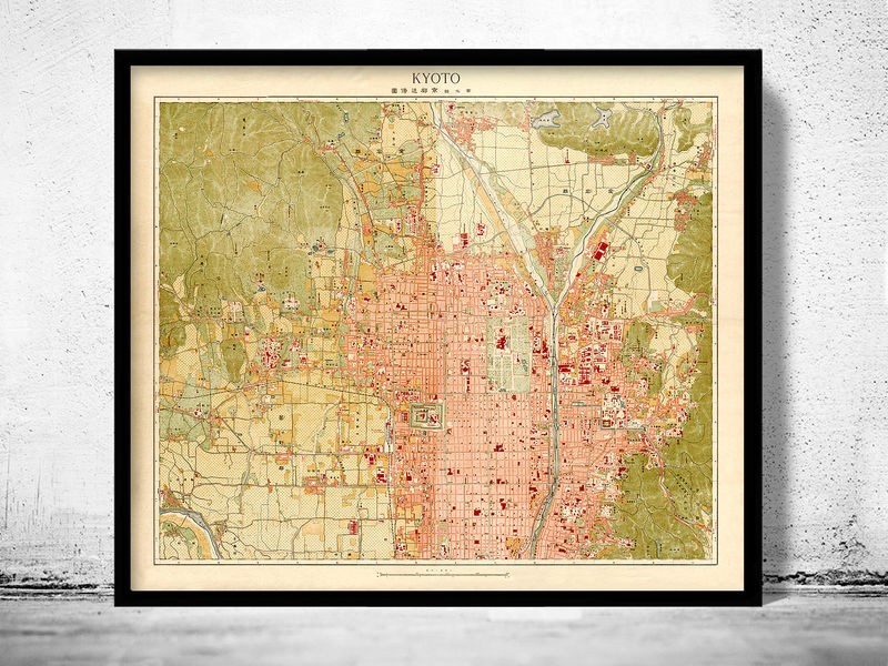 Old Map of Kyoto Japan 1900 Vintage Map Wall Map Print - VINTAGE MAPS ...