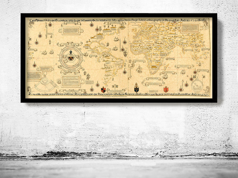 Old Map of the World 1529 Vintage World Map Vintage Map Wall Map Print ...