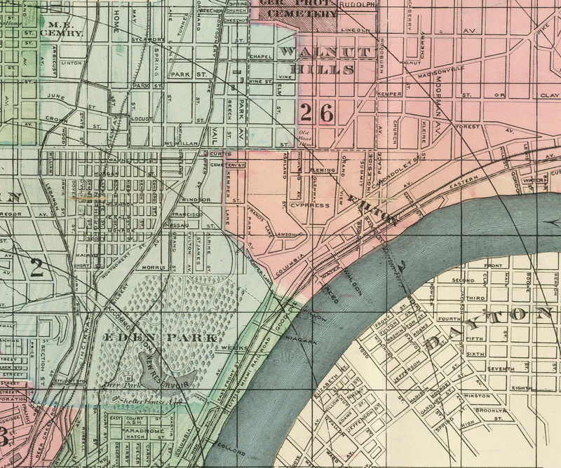 Old Map of Cincinnati and Suburbs Covington and NewPort 1880 Vintage ...