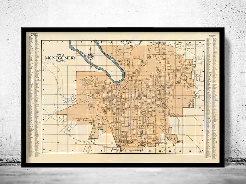 Old map of Montgomery Alabama Vintage Map Wall Map Print - VINTAGE MAPS ...