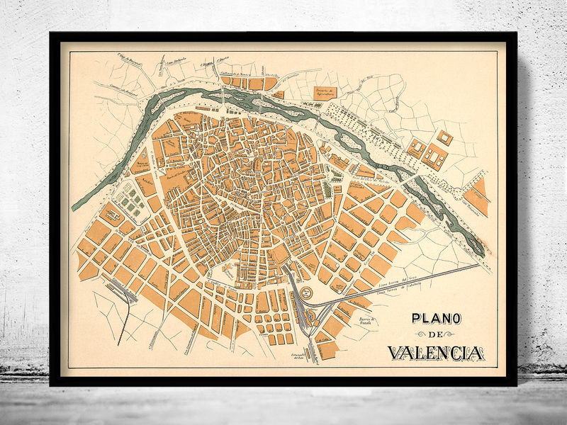Old Map of Valencia 1905 Spain Vintage Map Wall Map Print - VINTAGE ...