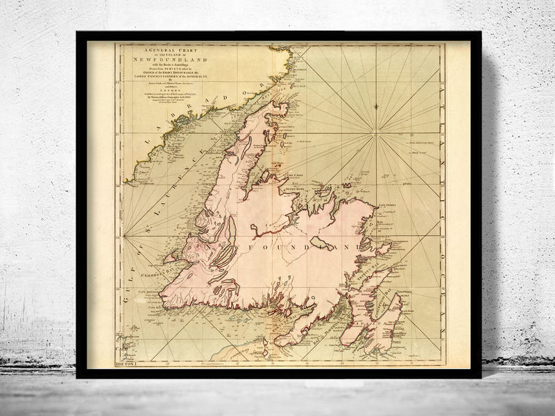 Old Map of Newfoundland Canada 1755 Vintage Map Wall Map Print ...