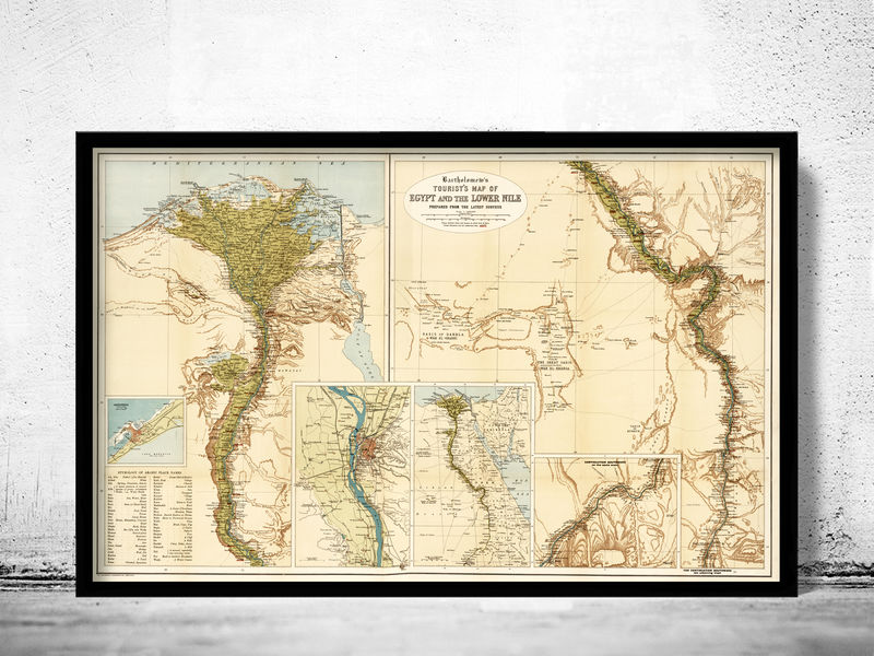 Old Map of Egypt and Lower Nile River 1897 Vintage Tourist Map ...
