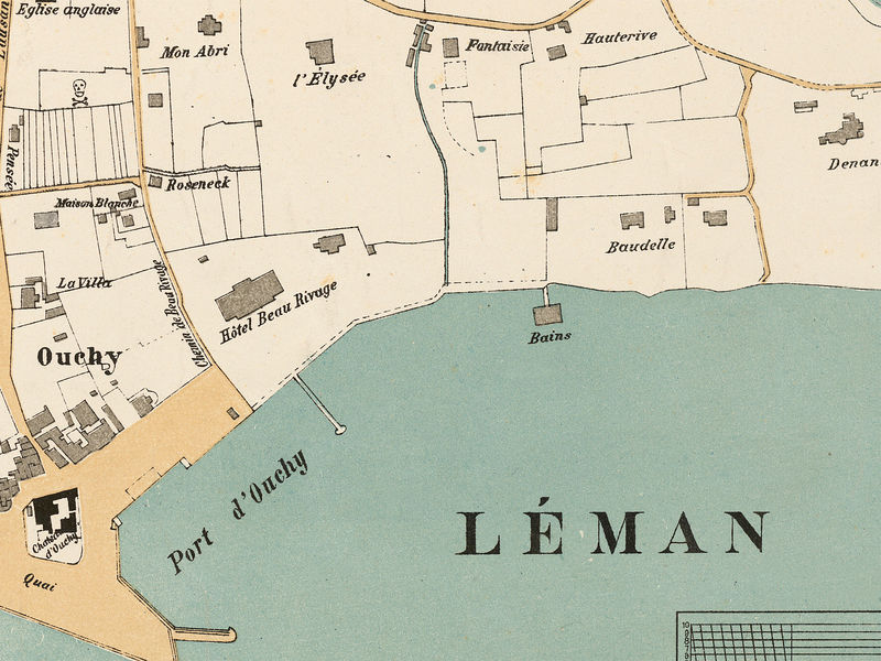 Old Map of Lausanne Switzerland Suisse 1875 - VINTAGE MAPS AND PRINTS
