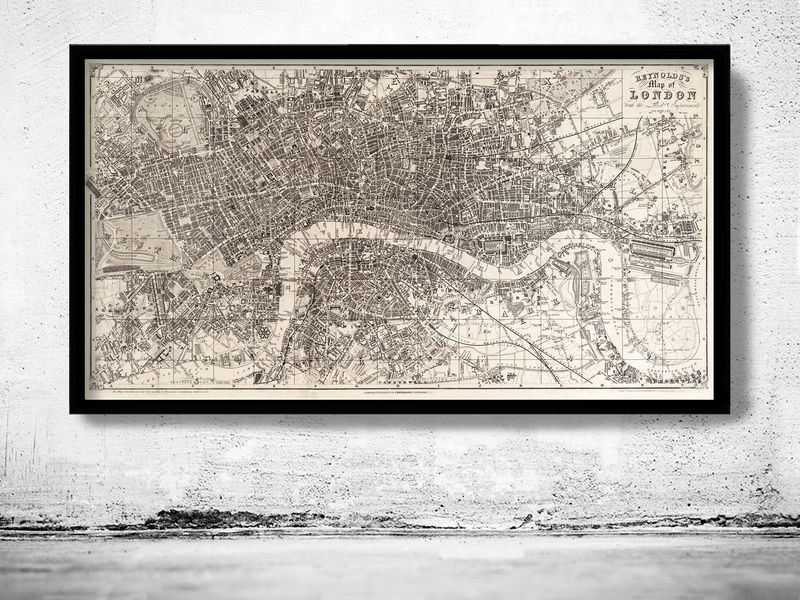 Old Map of London England 1851 Vintage Map Wall Map Print - VINTAGE ...