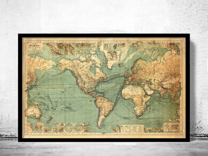 Old Map of The World 1882 Vintage Map Wall Map Print - VINTAGE MAPS AND ...