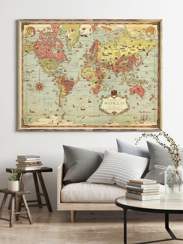 Vintage World Map 1931 Old Pictorial Map of The World - VINTAGE MAPS ...