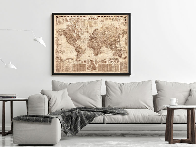 Old Map of the World Vintage Atlas 1908 SEPIA Vintage Poster Wall Art ...