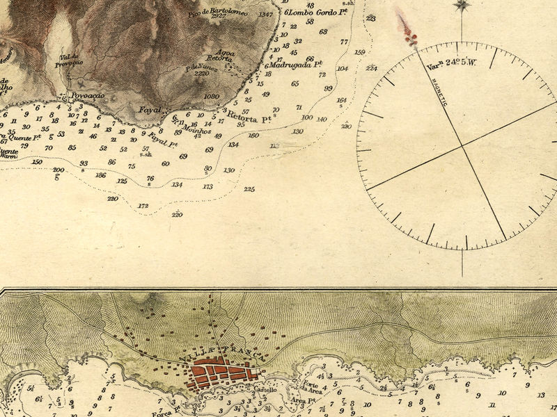 Old Map of San Miguel Azores Islands and Ponta Delgada 1870 , Mapa de ...
