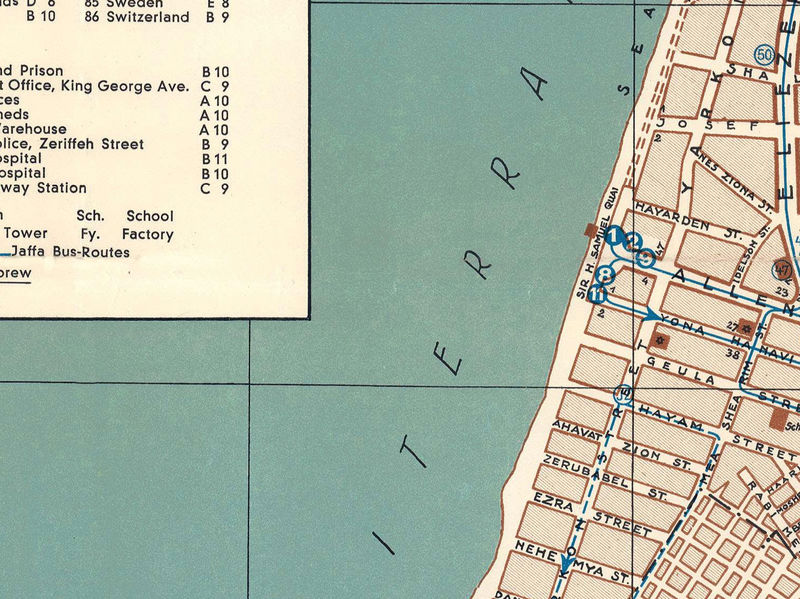 Old Map of Tel Aviv Jaffa Israel 1936 - VINTAGE MAPS AND PRINTS