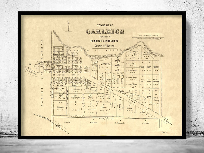 Old Map of Oakleigh Australia 1883 Vintage Map of Oakleigh - VINTAGE ...