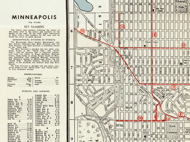 Old map of Minneapolis 1945 Vintage Map - VINTAGE MAPS AND PRINTS