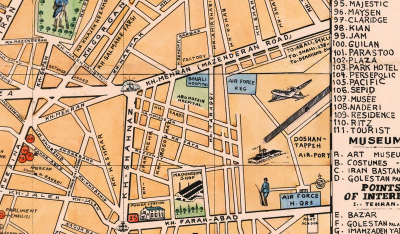 Old Map of Tehran Iran 1958 Vintage Map Wall Map Print - VINTAGE MAPS ...
