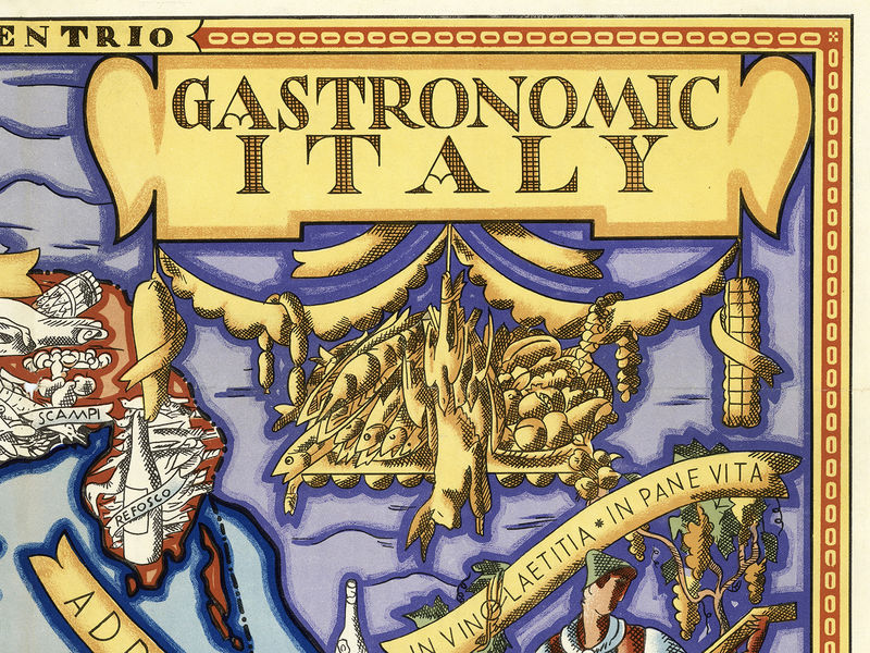 Old Map of Italy Gastronomy Map 1931 Pictorial Map Vintage Map italia ...