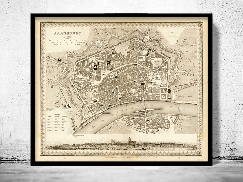 Old Map of Frankfurt Germany 1845 Vintage Map | Wall Map Print ...