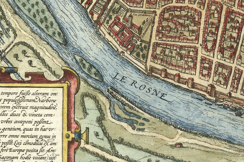 Old Map of Lyon France 1593 Vintage Map | Wall Map Print - VINTAGE MAPS ...