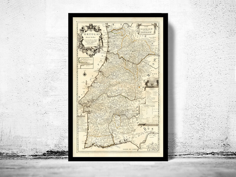 Old Map of Portugal 1700 Mapa de Portugal Portuguese map | Wall Map ...