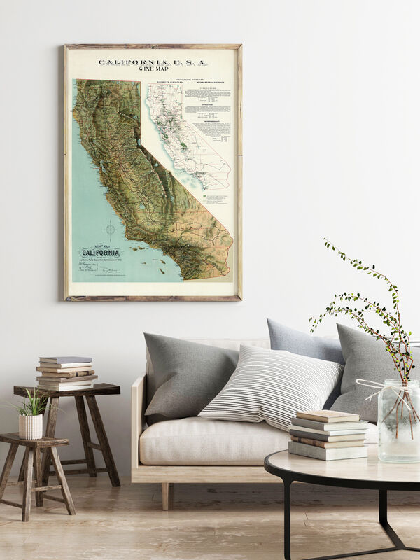 Old Map of California Wine Map 1900 Vintage Map of California Wall Map ...