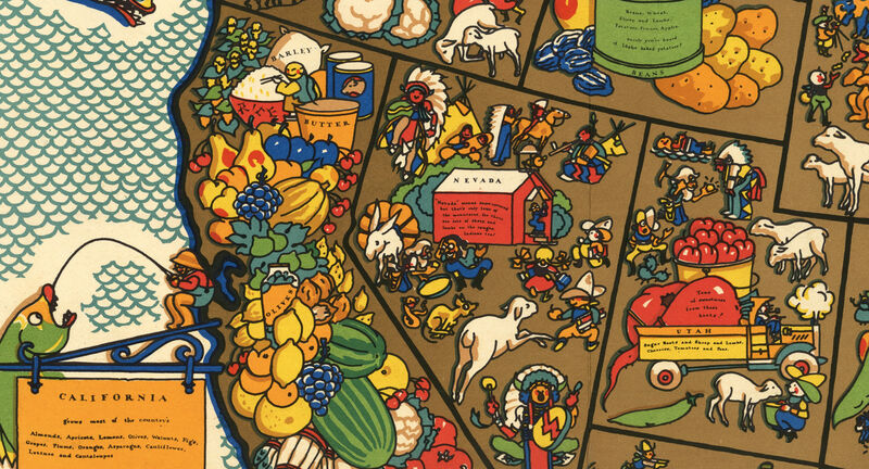 Food Map of the United States Vintage Map 1932 Vintage Poster - VINTAGE ...