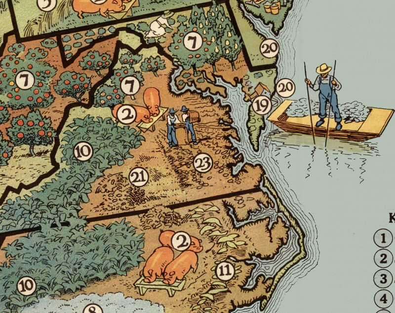 Food Map of the United States Vintage Poster 1922 Vintage Poster ...