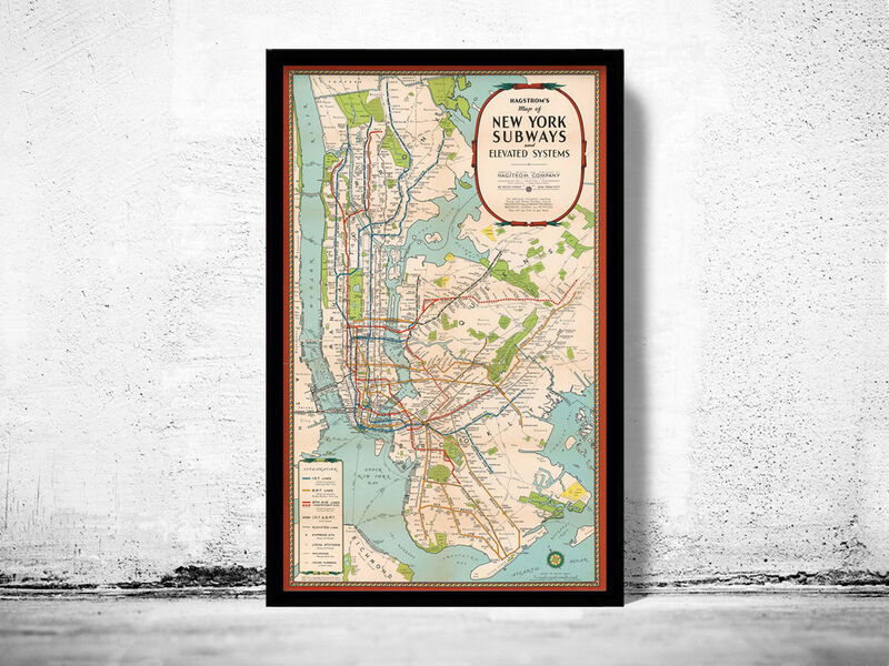 Old Map of New York Subway 1939 Underground New York Map Vintage Map ...