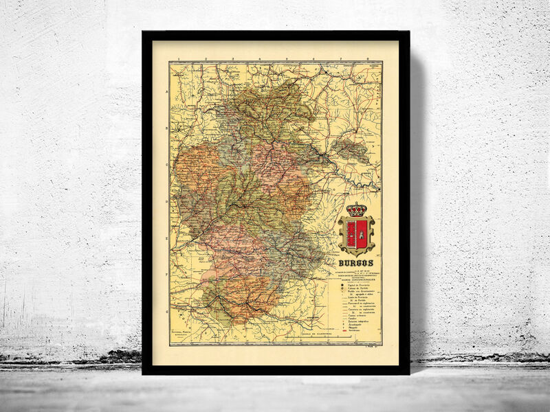 Old Map of Burgos Region 1900 Spain Vintage Map - VINTAGE MAPS AND PRINTS