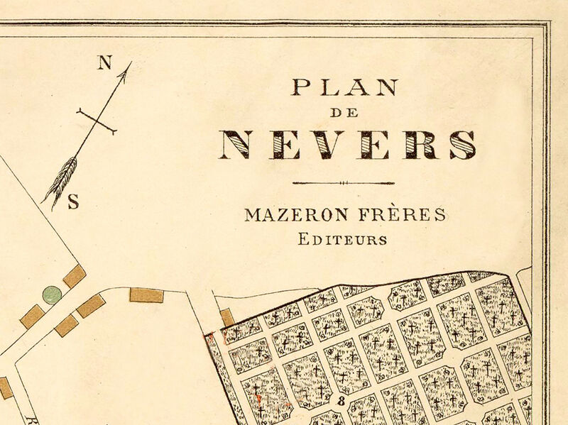 Old Map of Nevers France 1890 Vintage Map - VINTAGE MAPS AND PRINTS