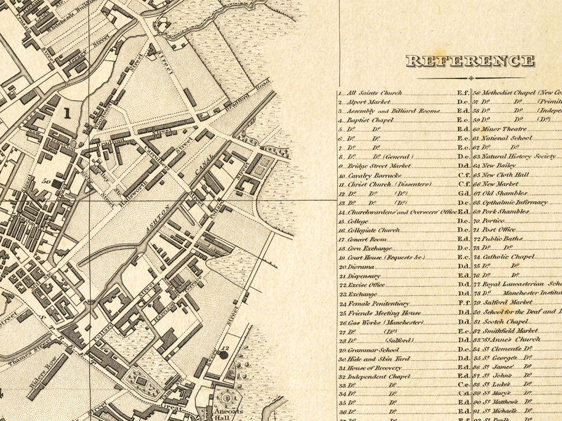 Old Map of Manchester and Salford 1824 Vintage Map Wall Map Print ...