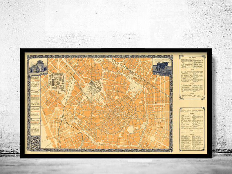 Old Map of Milan Milano Italia 1871 - VINTAGE MAPS AND PRINTS
