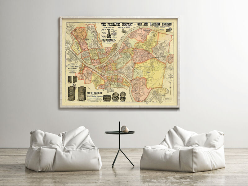 Old Map of Pittsburgh Allegheny 1898 Vintage Map - VINTAGE MAPS AND PRINTS