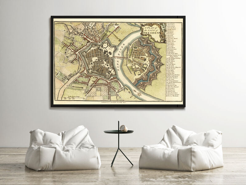 Old Map of Dresden 1800 Germany Vintage Map - VINTAGE MAPS AND PRINTS