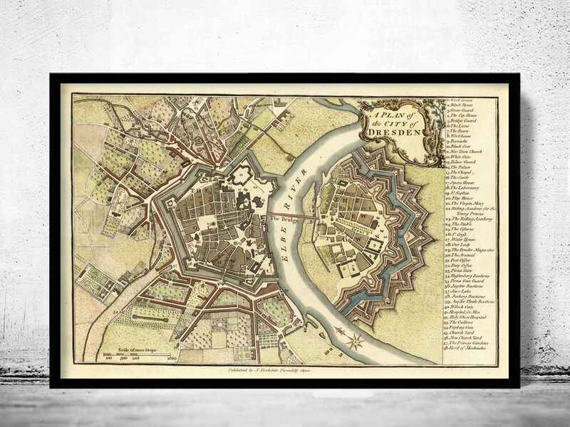 Old Map of Dresden 1800 Germany Vintage Map - VINTAGE MAPS AND PRINTS