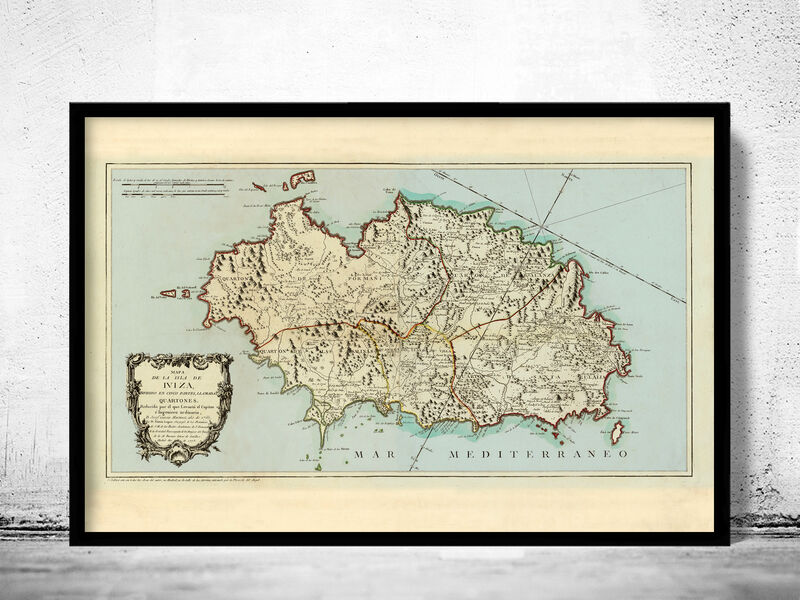 Old Map of Ibiza Island Spain 1778 Mapa Viejo de Ibiza - VINTAGE MAPS ...