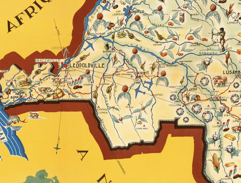 Old Map of Belgian Congo Congo Belge Central Africa 1949 Vintage Map ...