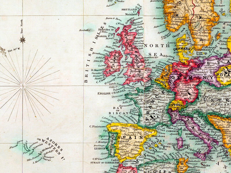 Old World Map Vintage Atlas 1849 Mercator projection Vintage Map Wall ...