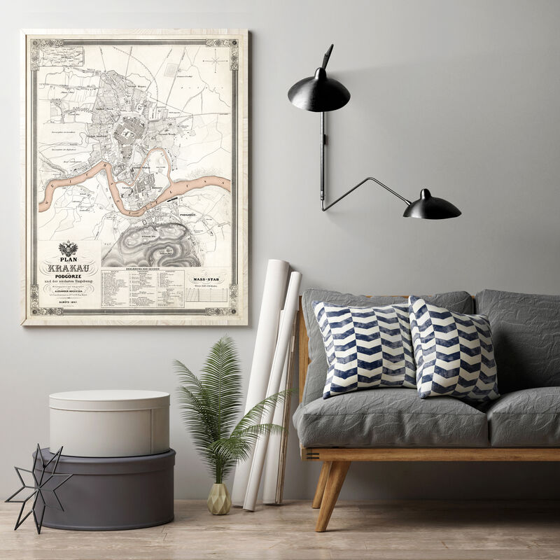 Old Map of Krakow 1847 Poland Vintage Map Print - VINTAGE MAPS AND PRINTS