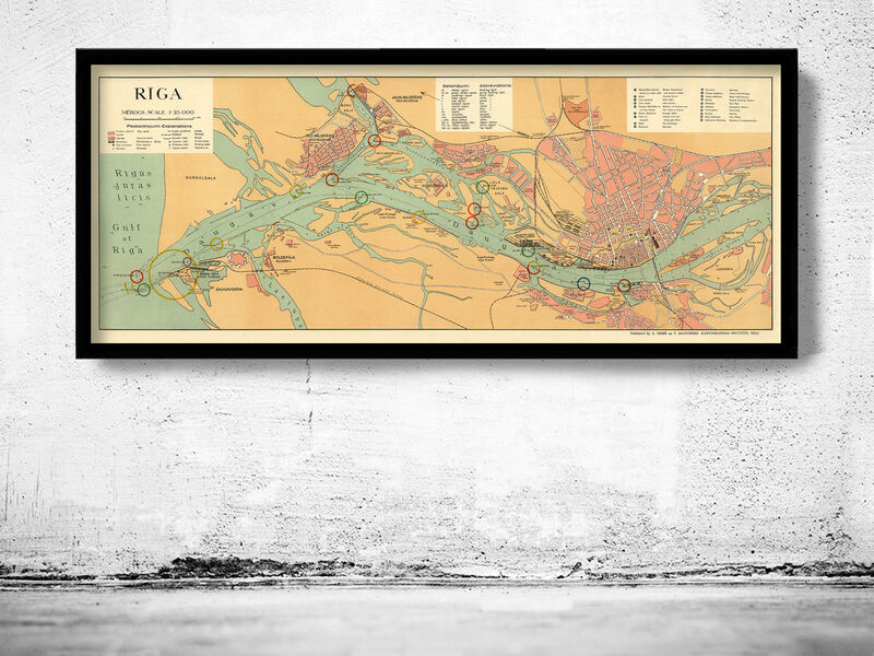 Old Map of Riga Latvia 1930 Vintage Map Wall Map Print - VINTAGE MAPS ...