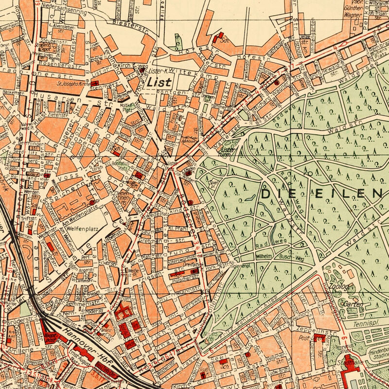 Old Map of Hanover Germany 1949 Hannover Vintage Map Wall Map Print ...