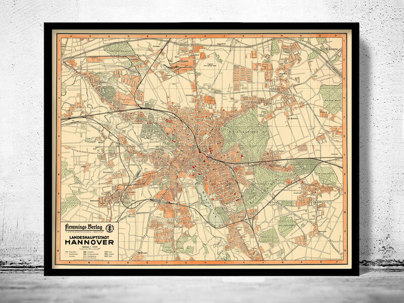 Old Map of Hanover Germany 1949 Hannover Vintage Map Wall Map Print ...
