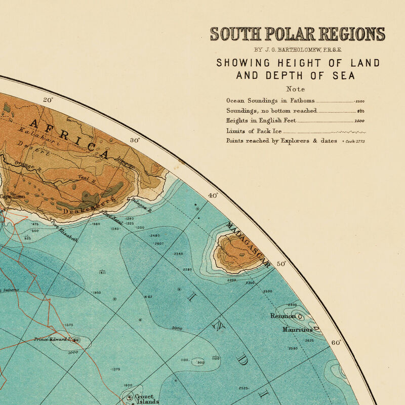 Old Map of Antarctica Continent 1893 Vintage Map - VINTAGE MAPS AND PRINTS