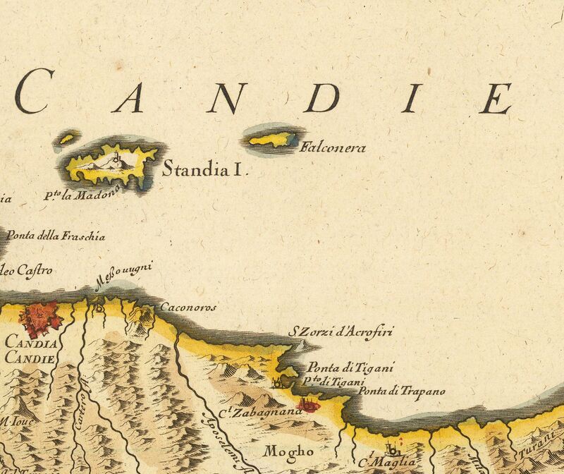 Old Map of Creta Island Gozzi, Santorini, Stampalia, Nio, Milo Greece ...